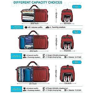 Gonex Unisex Adult Large Foldable Luggage with Shoes Compartment, Red, 100L