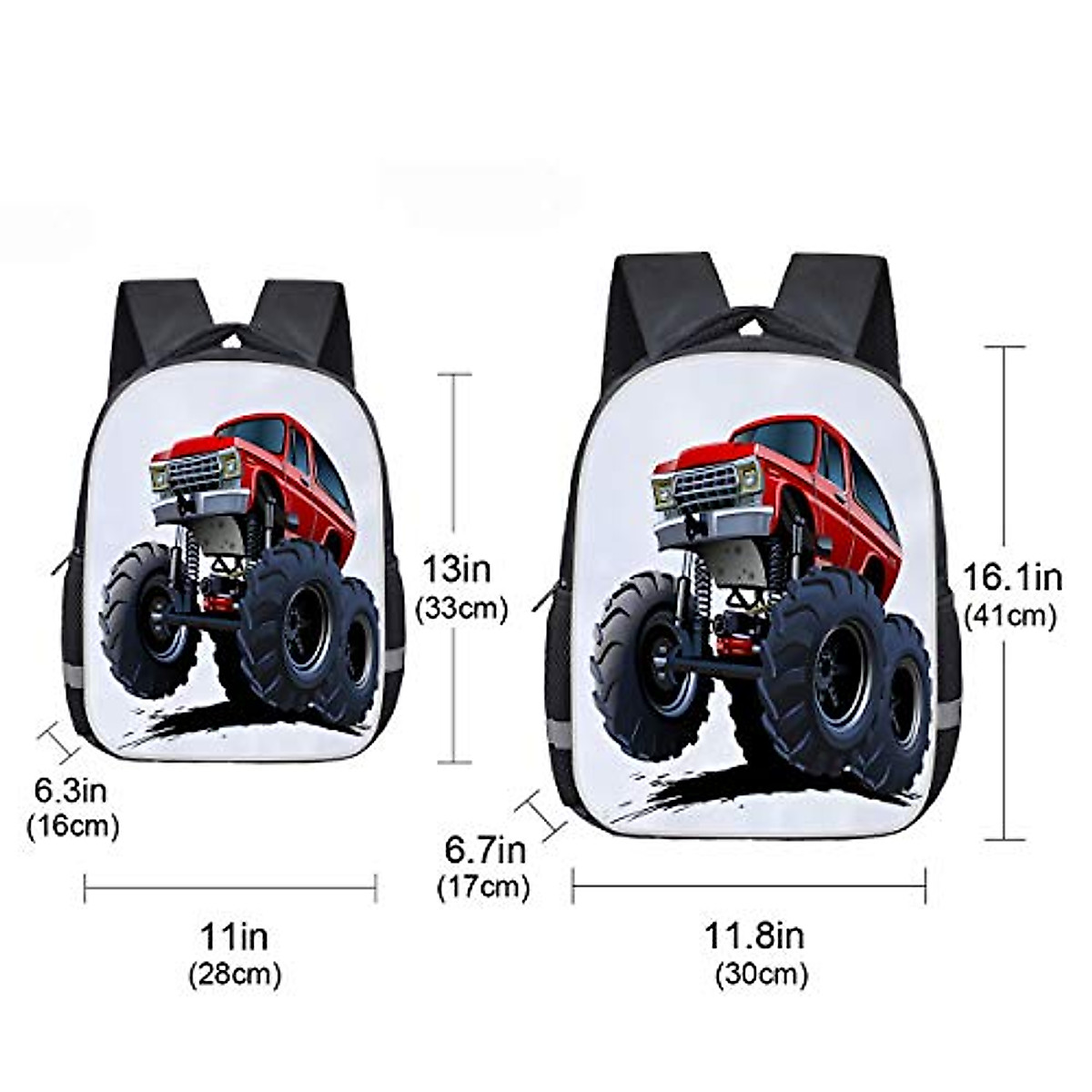 Fashion Elementary Student School Bags- Cartoon Monster Truck - Durable School Backpacks Outdoor Daypack Travel Packback for Kids Boys Girls