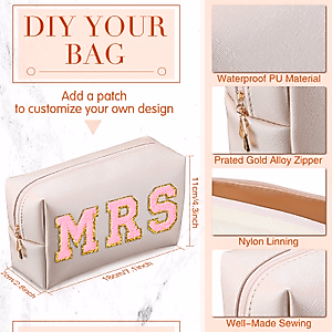 Sanwuta 9 Pcs Preppy Makeup Bag PU Leather Cosmetic Bag Makeup Pouch Plain Cosmetic Pouch Waterproof Toiletry Bags for Traveling Preppy Travel Purse Cosmetic Organizer(Ivory White)