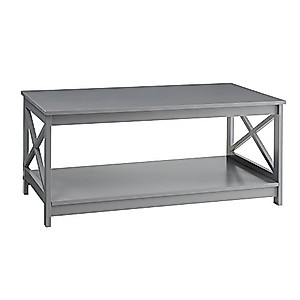Convenience Concepts Oxford Coffee Table with Shelf, Gray