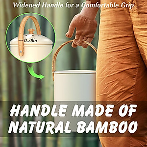 Kimicr 1.3 Gallon Compost Bin Kitchen Counter, Stainless Steel Odorless Indoor Compost Bin Includes 4 Pack Carbon Filters, Countertop Compost Bin with lid, Kitchen Compost Bucket with Bamboo Handles