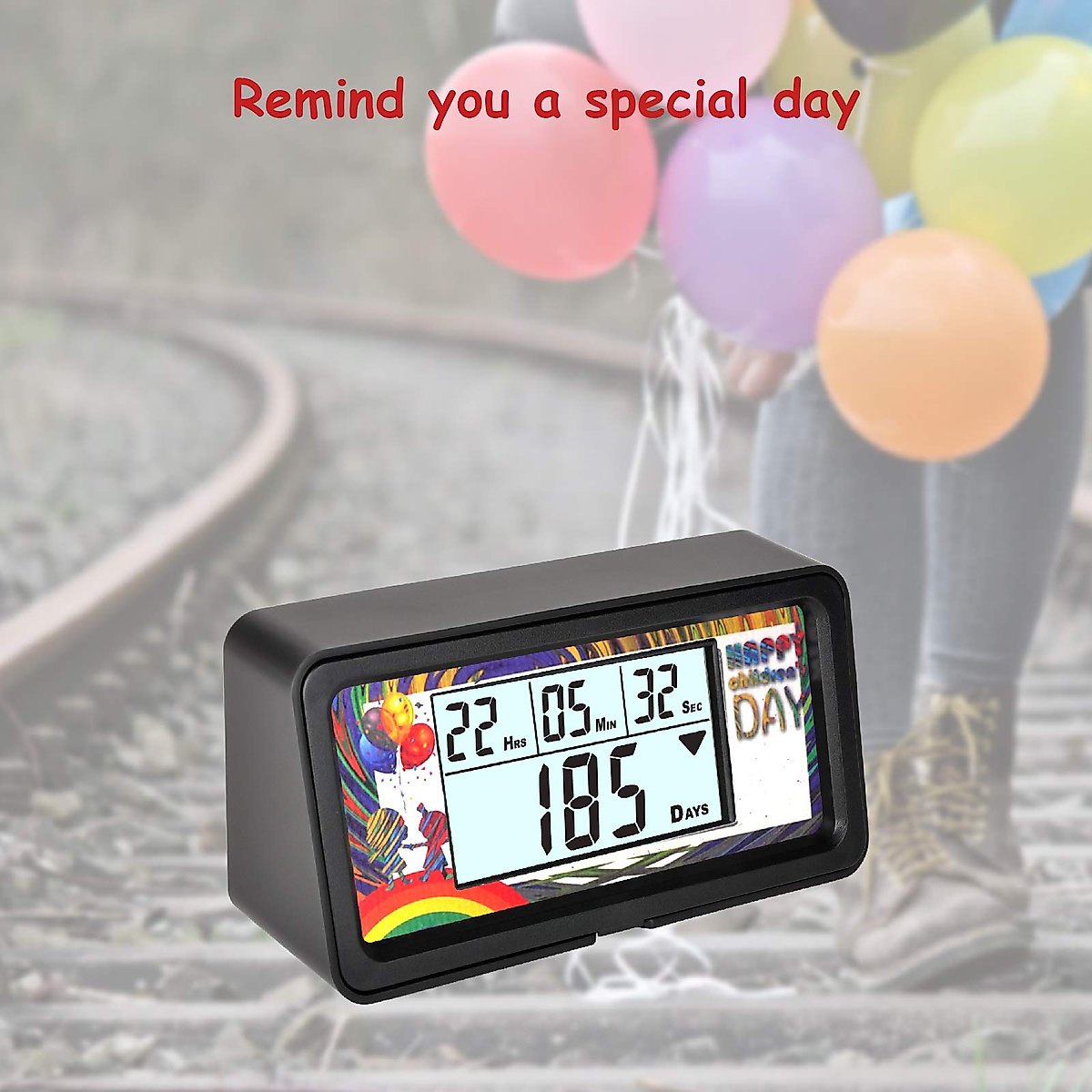 Runleader Digital Count-Down Events Timer,Stopwatch Record,Calendar&Clock Display,Data Resettable for Vocation Retirement Meeting Anniversary Graduation Wedding Premiere.