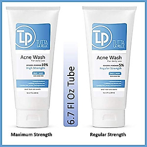 Tutta La Pelle Benzoyl Peroxide 5% Wash Acne Treatment Face Wash & Body Wash -Butt & Back Acne Treatment 6.7 oz
