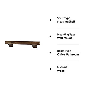 72 Inch Floating Fireplace Mantel Wood Shelf In Grey Rustic - Breckenridge From Mantels Direct | With Corbel Bracket Arches | Wooden Rustic Wall Shelf Perfect for Electric Fireplaces and Décor