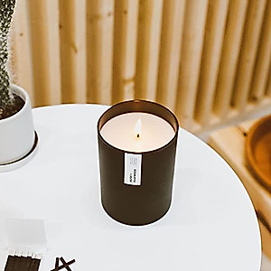 Calyan Wax Soy Wax Candle, Musk & Teakwood Scented Candle for The Home | Premium Candle with Essential Oils | 10.2 oz 75 Hour Burn Time | Soy Candle in Matte Black Jar, Gift for Men