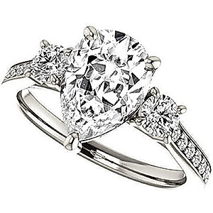 Sparkx Diamond 2.50 CT Colorless Pear Shaped Moissanite Engagement Ring, Side Stone Wedding Ring Set, Bridle Ring Set, 925 Sterling Silver Gift For Her (5.5)
