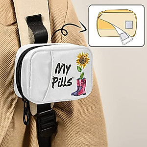 Naanle My Sunflower Pill Box 7 Day Pill Case Travel Pill Organizer Bag with Zipper Portable Weekly Case Compact Size for Vitamin Supplement Holder
