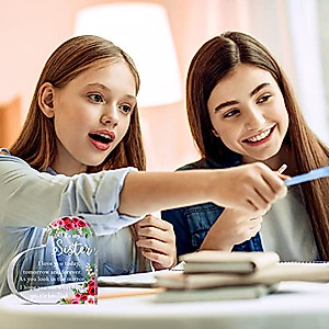 Yulejo Acrylic Heart Sister Gift from Keepsake Paperweight a is God's Way of Making Sure We Never Walk Alone Memory Gifts Table Centerpiece Decor Birthday for Sisters (Blossom, 6 x 6'')