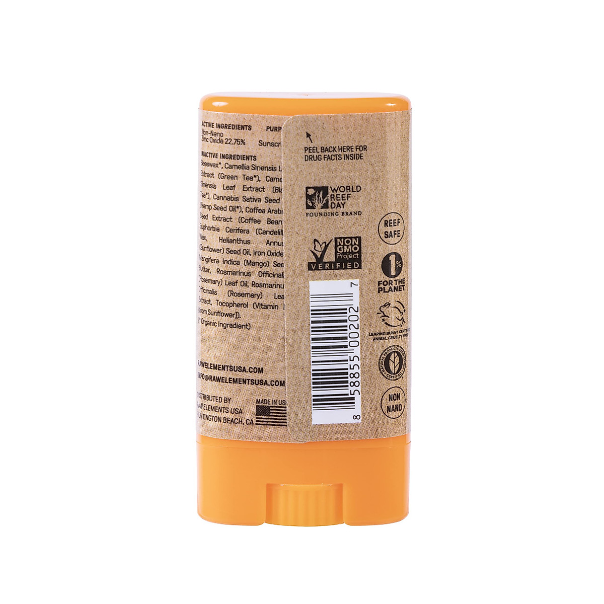 Raw Elements Tinted Face Stick All-Natural Mineral Sunscreen | Non-Nano Zinc Oxide, 95% Organic, Very Water Resistant, Reef Safe, Non-GMO, Cruelty Free, SPF 30+, All Ages Safe, Moisturizing, 0.5oz