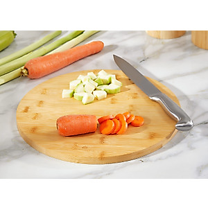 RoyalHouse Natural Bamboo Round Cutting Board for Kitchen, Chopping Boards for Meat & Vegetables, Cheese and Charcuterie Board, Serving Tray, 11.8" Round 0.6" Thick