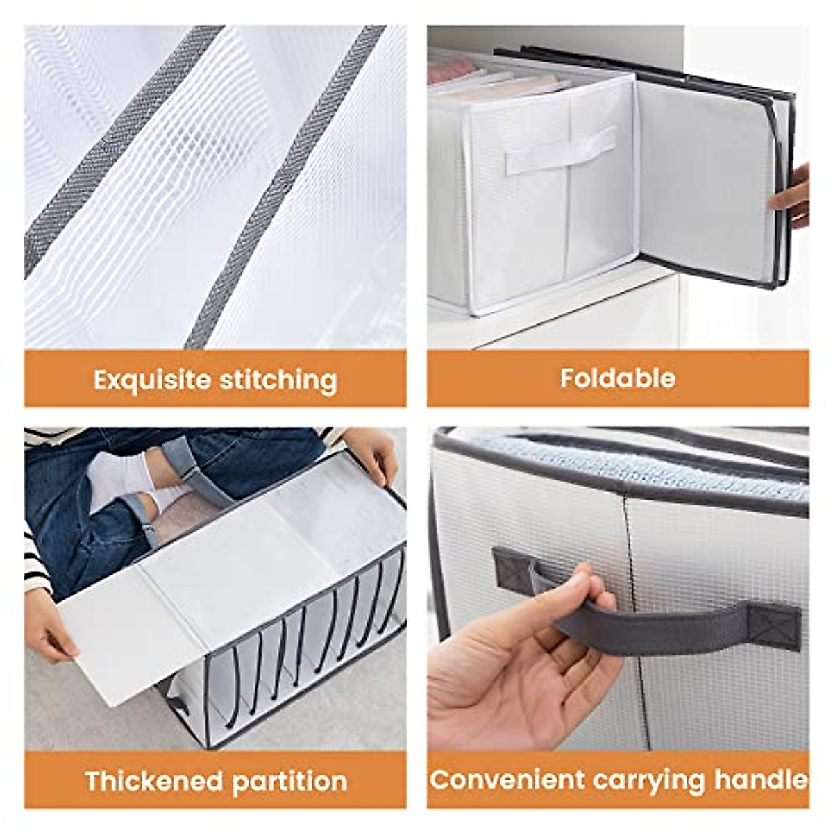 Wardrobe Clothes Organizer, 9 Grids Organizer Washable Drawer Clothes Compartment Gray Storage for Clothing, Clothing Storage for Trousers, Leggings, T-shirt, Sweaters Storage