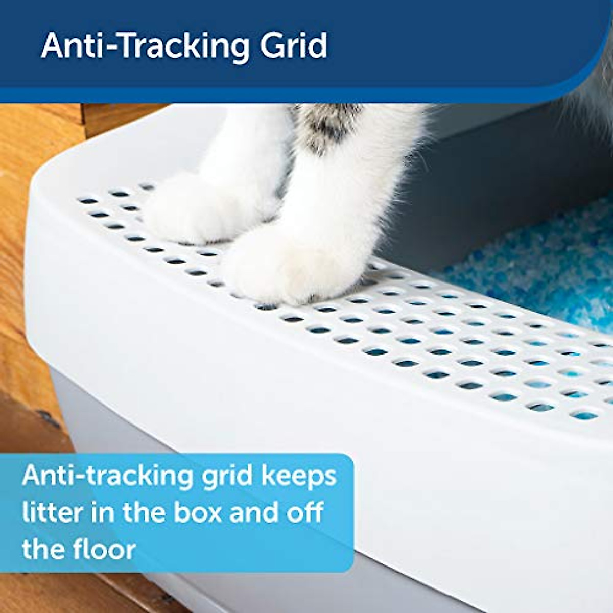 PetSafe Deluxe Cat Litter Box with Crystal Litter System – Starter Kit Includes Litter Scoop, Pee Pad, 1 Month of ScoopFree Premium Crystal Litter