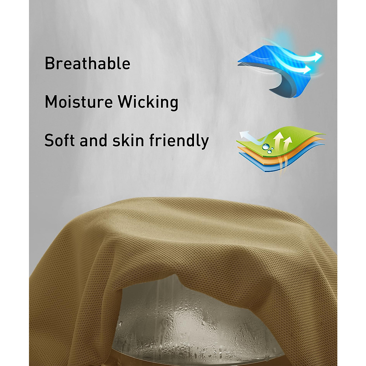 ZITY Mens Polo Shirt Short Sleeve Sports Tactical T-Shirt Athletic Golf Polos Daily Casual Stylish Collared Shirts for Men Khaki Medium