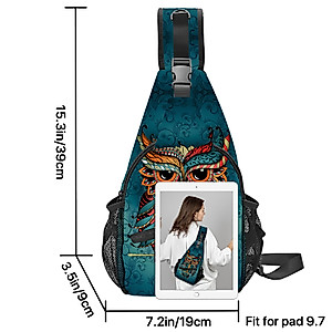 Yrebyou Owl Sling Bag Travel Sling Backpack Casual Shoulder Daypack Waterproof Sport Climbing Runners