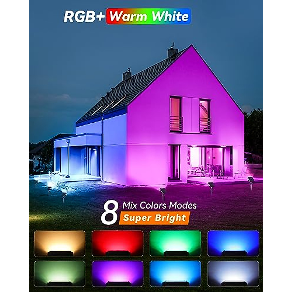 FabStyl Solar Spot Lights Outdoor, Solar Landscape Lights Color Changing LED Lights Waterproof IP65 Solar Spotlights Outdoor Wall Lights for Yard Pool Garden Tree,Halloween, Christmas, 2 Pack