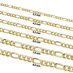 Kooljewelry 14k Yellow Gold Filled Solid Figaro Link Chain Necklace (3.3 mm, 18 inch)