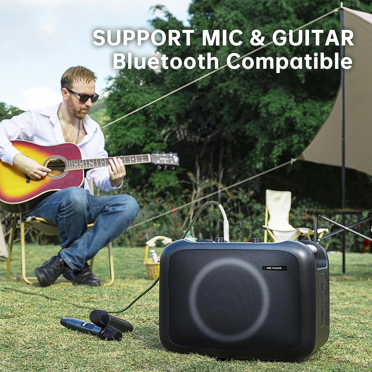 UIBI Portable Power Station with Bluetooth Speaker, 1120Wh LiFePO4 Battery Generator 1200W(2400W Peak), 1.5H to Full, with 2 Mics, PD100W/QC3.0/UPS Support, Solar Generator for Home Backup, Outdoor RV