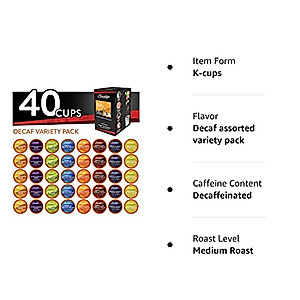 Brooklyn Beans Coffee for Keurig Coffee Pods Compatible with 2.0 K-Cup Brewers, Assorted Decaf Variety Pack, 40 Count (Pack of 1), BB DV40