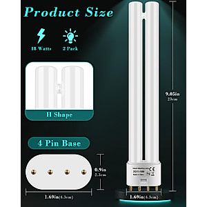 PACETAP 18W H-Shaped Replacement Bulbs Compatible with 18W Indoor Outdoor Lamps, 2G11 18Watt Single Twin Tube Bulb with 4 Pin Base for Home