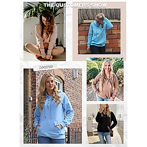 Dokotoo Women's Fashion Hoodies & Sweatshirts Drawstring Long Sleeve Front Button Collar Hooded Pullover with Pockets Winter Sweatshirts for Women Plus Size Casual Ladies Fall Shirt Tops XXL Green