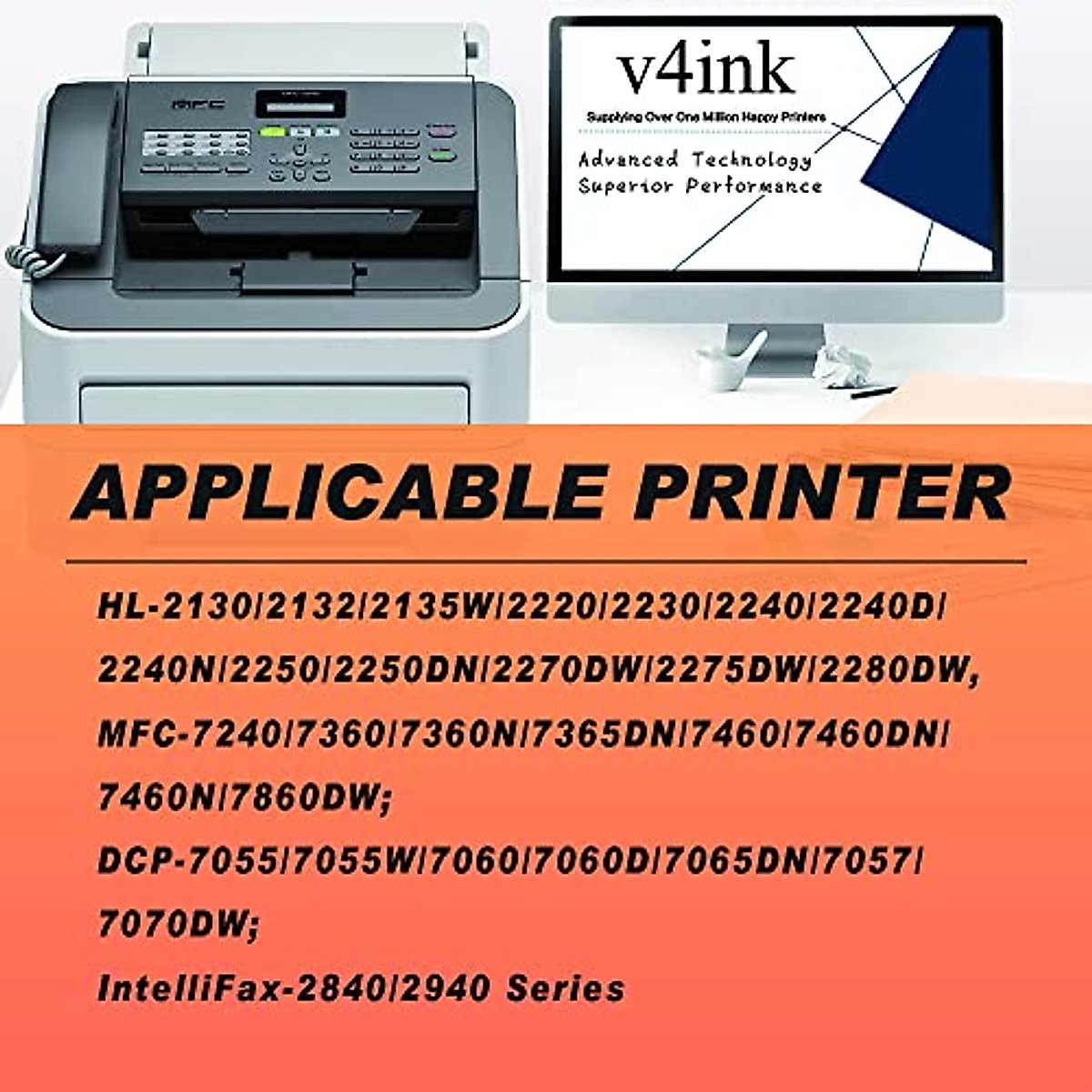 v4ink Compatible Drum Unit Replacement for Brother DR420 to use for HL-2240 HL-2240D HL-2270DW HL-2280DW MFC-7360N MFC-7460DN MFC-7860DW Brother IntelliFax-2840 2940 DCP-7060D DCP-7065DN Printer