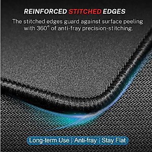 MROCO Mouse Pad [30% Larger] with Non-Slip Rubber Base, Premium-Textured & Waterproof Computer Mousepad with Stitched Edges, Mouse Pads for Computers, Laptop, Gaming, Office & Home, 8.5 x 11 in, Black