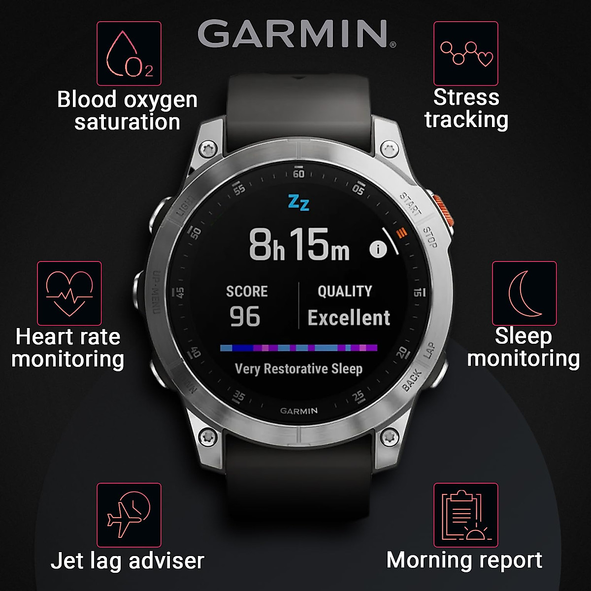 Wearable4U Garmin EPIX (Gen 2) - Slate Steel 47mm Slate | Premium Active GPS Smartwatch with 1.3 in. AMOLED Display. Gift Bundle Energy Set.