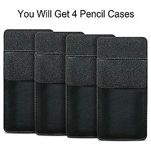 4 Packs Pocket Protector, Leather Pen Pouch Holder Organizer for Lab Coats/shirts/pen Note, Handmade Pencil Pocket Holder for School Office Hospital Supplies (Black)