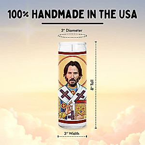 Keanu Celebrity Prayer Candle - Funny Saint Candle - 8 inch Glass Prayer Votive - 100% Handmade in USA - Funny Celebrity Novelty Gift