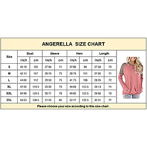 Angerella Tops for Women Cute Color Block Long Sleeve Shirts Basic Lightweight Round Neck Sweatshirt Gray M