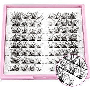 Lashes Clusters Wispy Natural Cluster Lashes 64pcs Individual Lashes Extensions 14-18MM Fluffy Cat Eye DIY Eyelash Extensions by Ruairie