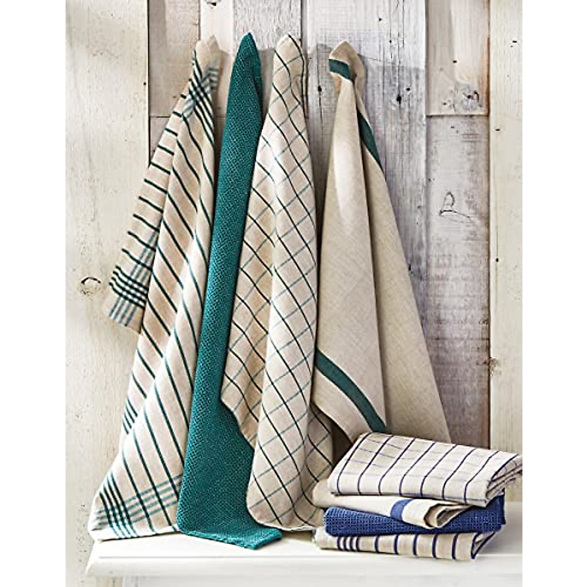 tag Prairie Woven Flour Sack Dishtowel Set of 4 Green Multi Dish Cloth for Drying Dishes and Cooking Green