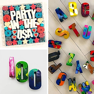 Wocuz 2 Pack Large Letter Silicone Mold Big Number Mold Alphabet Crayon Mold Chocolate Mold Caking Baking Pan Abc Baking Utensils Ice Tray Mold for Biscuit Ice Cube Chocolate Resin Concrete