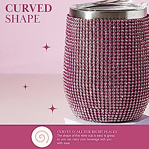 Paris Hilton Diamond Bling Wine Tumbler, Vacuum Insulated Stainless Steel with Easy Sip Lid, Bedazzled with Over 2500 Rhinestones, 12-Ounce, Pink