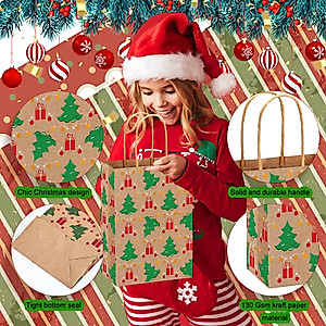 Fulmoon 120 Pieces Christmas Kraft Gift Bags Bulk Xmas Assorted Paper Gift Bags with Handle Holiday Christmas Gift Bags for Christmas Presents Xmas Party Favor Supplies Decor