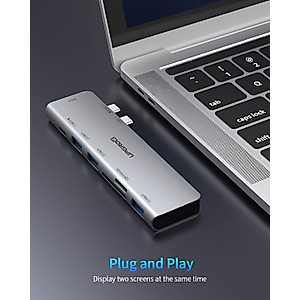 USB C Hub for MacBook, PowerExpand Direct 7-in-2 USB C Adapter Compatible with Thunderbolt 3 USB C Port, 100W Power Delivery, 4K HDMI, USB C and 2 USB A Data Ports, SD and microSD Card Reader