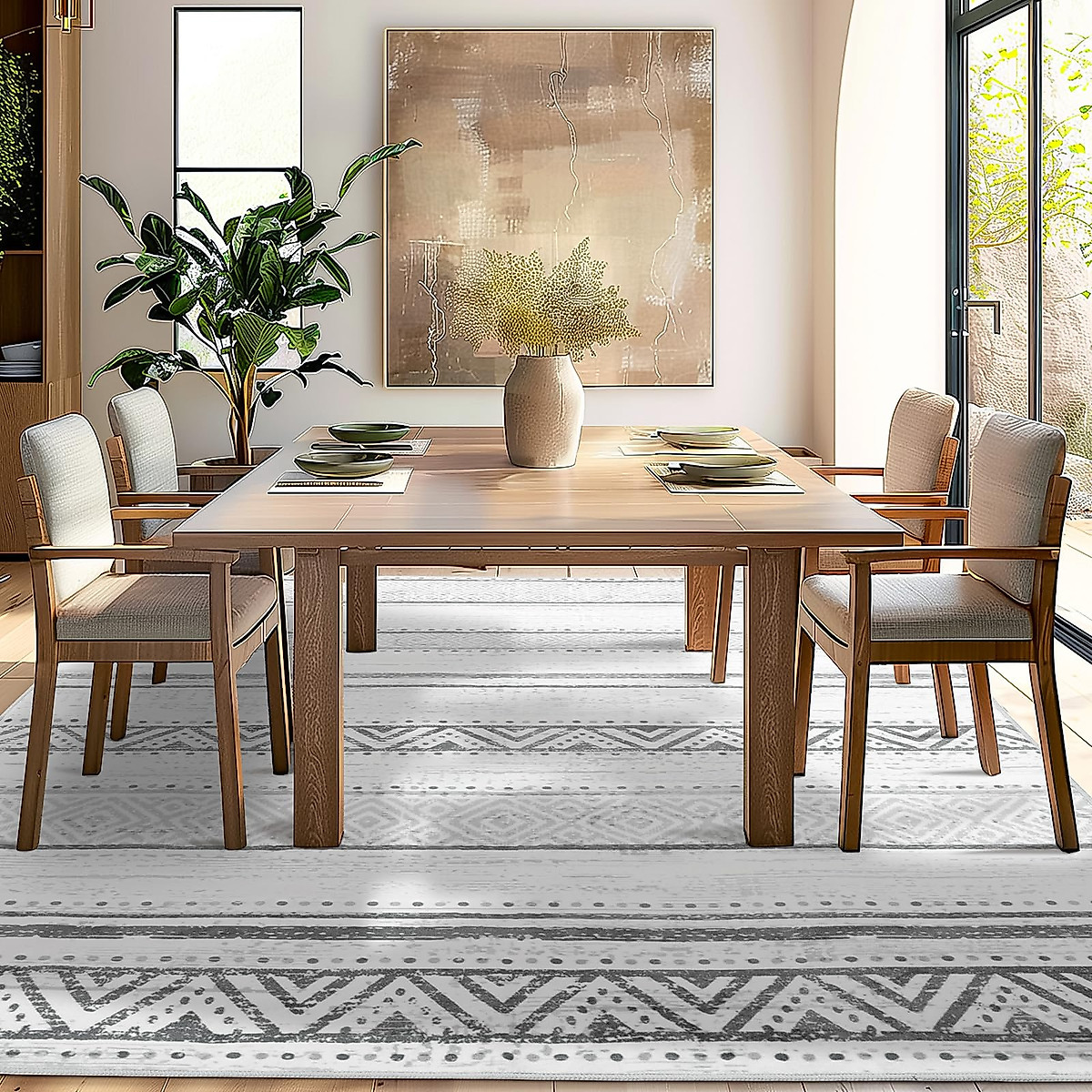 Shilucheng 8x10 Rug for Living Room Modern Machine Washable Large Non-Slip Area Rug Clearance,Bedroom Carpet Rug Low-Pile Kid & Pet Friendly (Grey)