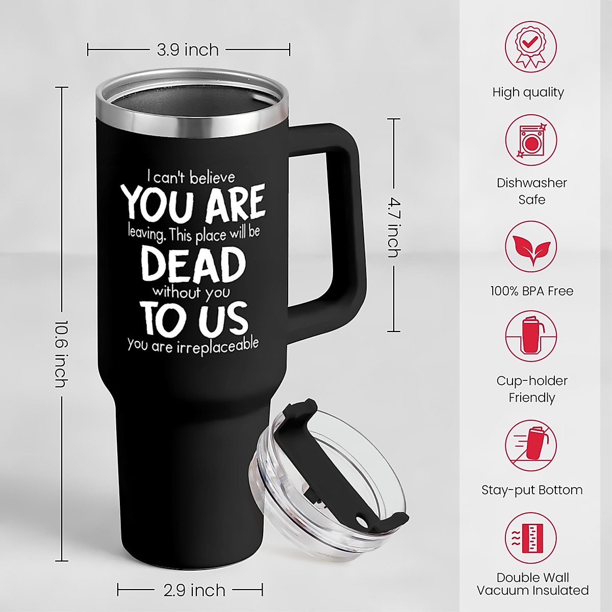 SANDJEST Leaving Job Gifts for Coworkers You Are Dead toUs Tumbler 40oz Stainless Steel with Handle and Straw, Farewell Gifts, New Job Gifts, Going Away Gift for Colleagues Men Women