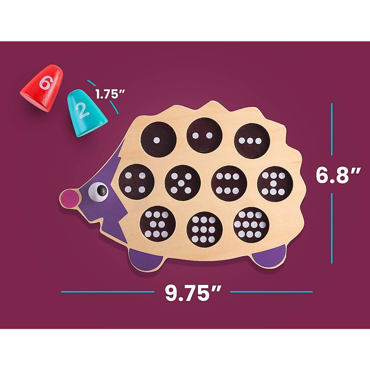 Play Brainy™ Fun, Kid-Friendly and Math Educational- Easy Number Game-Toddler Puzzle- 3D Baby Animal Hedgehog Puzzle- STEM Montessori Learning Toy- Ideal for Baby, Toddler, and Kids.