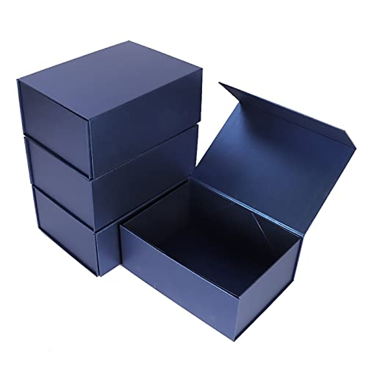 Ditwis 4 Pack 9.5x7x4 Inches Gift Boxes with Magnetic Closure Lids, Blue Magnetic Box for Wedding, Groomsmen Bridesmaid Proposal, Birthdays, Mother's Day