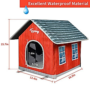 Toozey Heated Cat House for Winter, Indoor/Outdoor Weatherproof Cat House with Heated Pet Pad, Providing Safe Feral Outdoor Cat House for Cats or Small Dogs, Easy to Assemble Cat Shelter