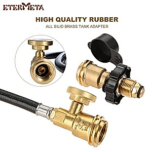 ETERMETA 12 Feet Propane Extension Hose, Universal Extension Include POL Gauge, POL LP Tank to Male QCC1 / Type1 Adapter, Leak Detector for Gas Grill, Heater and All Other Propane Appliances