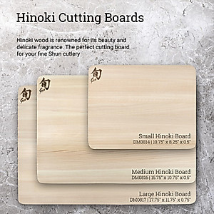 Shun Cutlery Small Hinoki Cutting Board, 10.75" x 8.25" Small Wooden Japanese Chopping Board for Kitchen, Medium-Soft Wood Preserves Knife Edges, Forest Stewardship Council Certified
