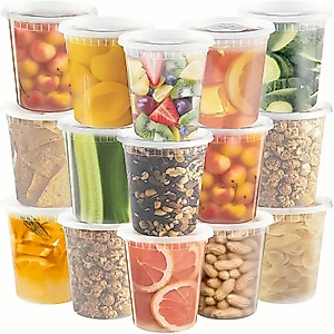 STARANDBEE [10Pack] 24oz, Food Storage Containers with Lids, Plastic Deli Containers, Meal Prep Containers, Microwave and Freezer Safe, Stackable, Leakproof, BPA Free, Clear
