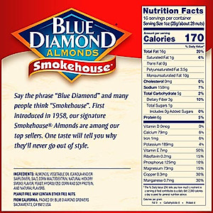 Blue Diamond Almonds Gluten Free Smokehouse Flavored Snack Nuts, 16 Oz Resealable Bag (Pack of 1)