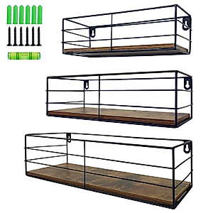 CRUGLA Floating Shelves Wall Mounted Set of 3, Hanging Storage Shelf for Bathroom, Living Room, Bedroom, Kitchen Home Decor