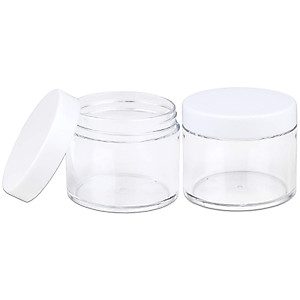 Beauticom 60 Grams/60 ML (2 Oz) Round Clear Plastic Container Jars with White Lids Storage Makeup Cosmetic Lotion Scrubs (3 Jars)