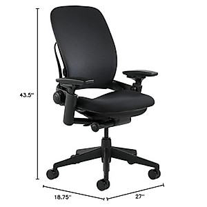 Steelcase Leap V2 Chair Black Fully Adjustable with Seat Depth,Tilt and Tension Contorl,4 Way Adjustable Arms Remanufactured Renewed