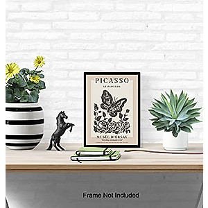 Pablo Picasso Poster Wall Art & Decor - 8x10 Modern Wall Art Prints - Gallery Wall Art - Museum Poster - Contemporary Wall Art - Butterfly Picture - Living Room, Bedroom - Women Housewarming Gift