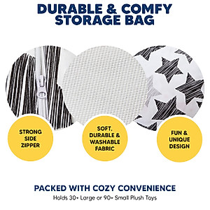 5 STARS UNITED Stuffed Animal Storage Bean Bag – Toy Storage Organizer and Bean Bag Chair for Kids Holds up to 90+ Plush Toys – Cotton Canvas Bags Cover for Boys and Girls Ages 4-11, Hatch Stars